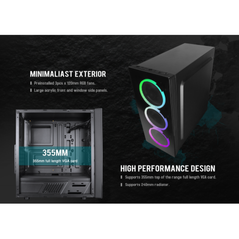 BOITIER GAMER RAIDMAX NEON G21 3*FAN RGB